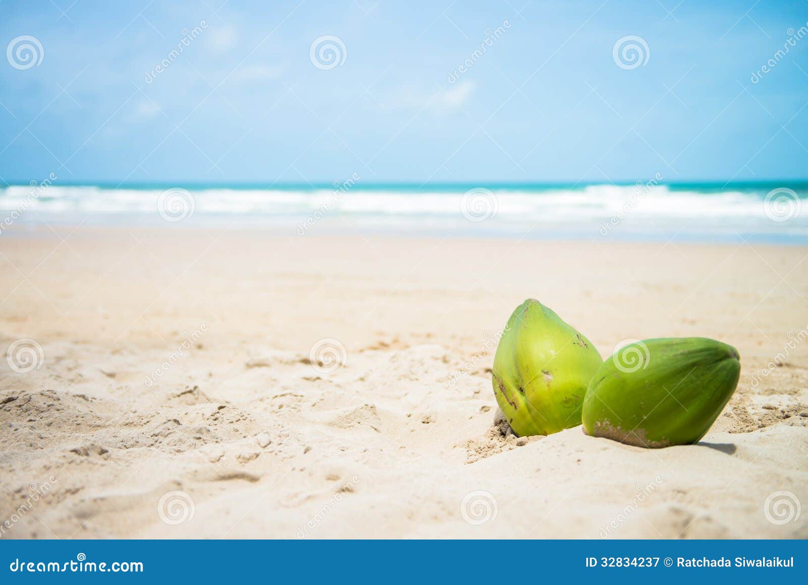 Some Coconuts on Tropical Beach Stock Image - Image of beach, fruit ...