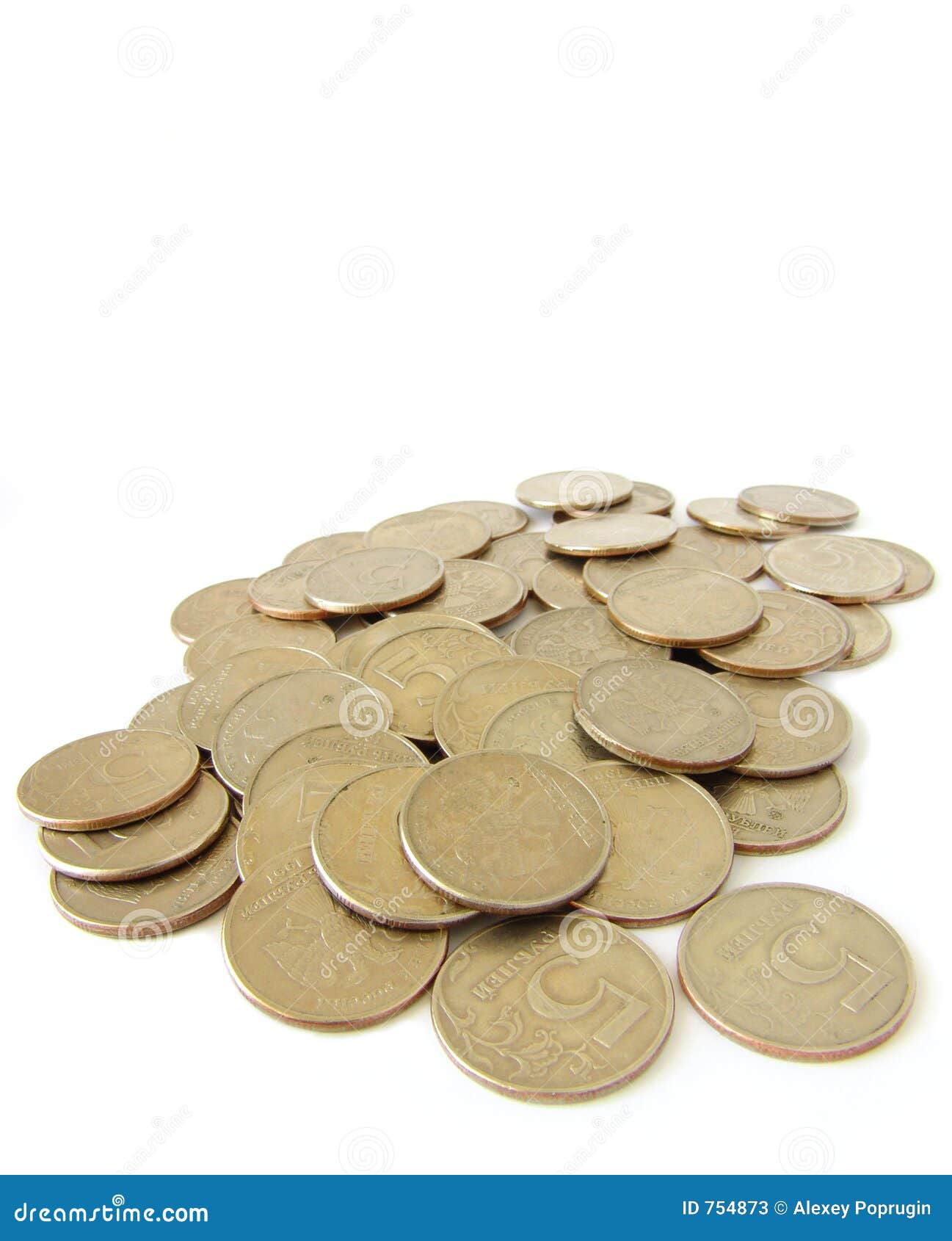 Some coins on white stock image. Image of commerce, capital - 754873