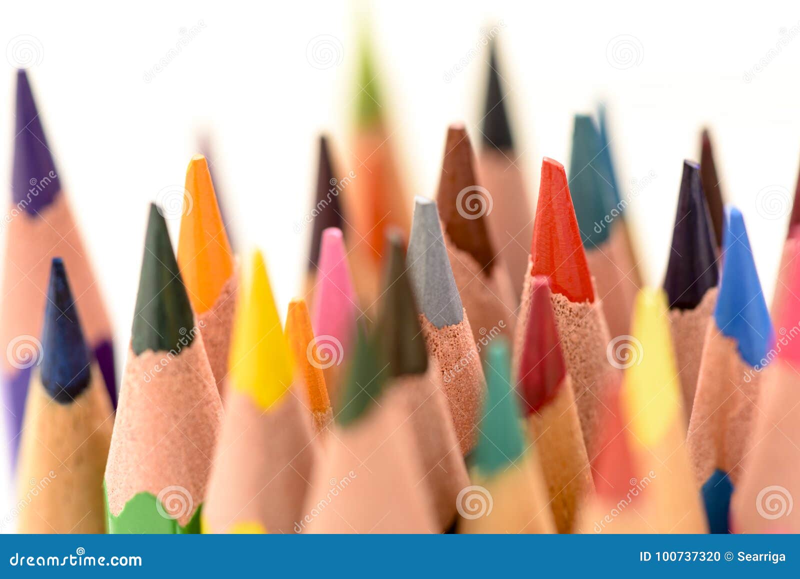 Some Colored Pencils Side View Stock Photo - Image of green, happy ...