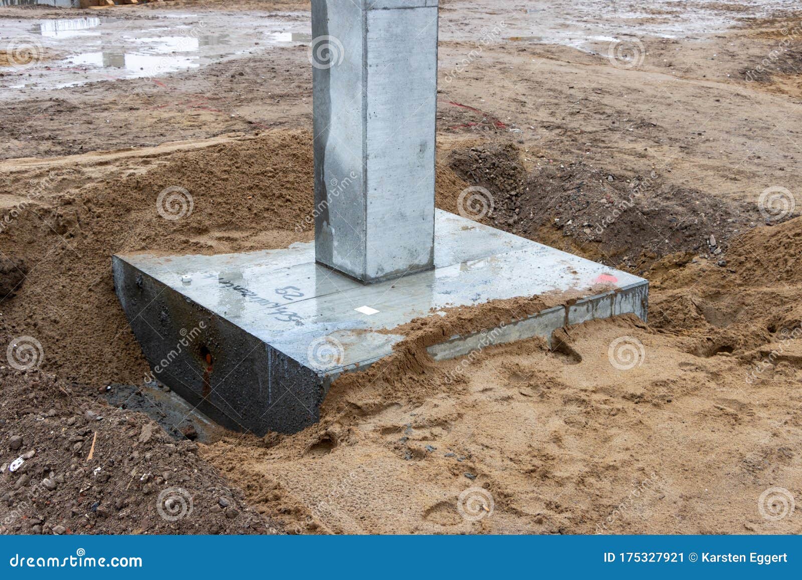 Some Concrete Columns for a Factory Building are Erected on a Large ...