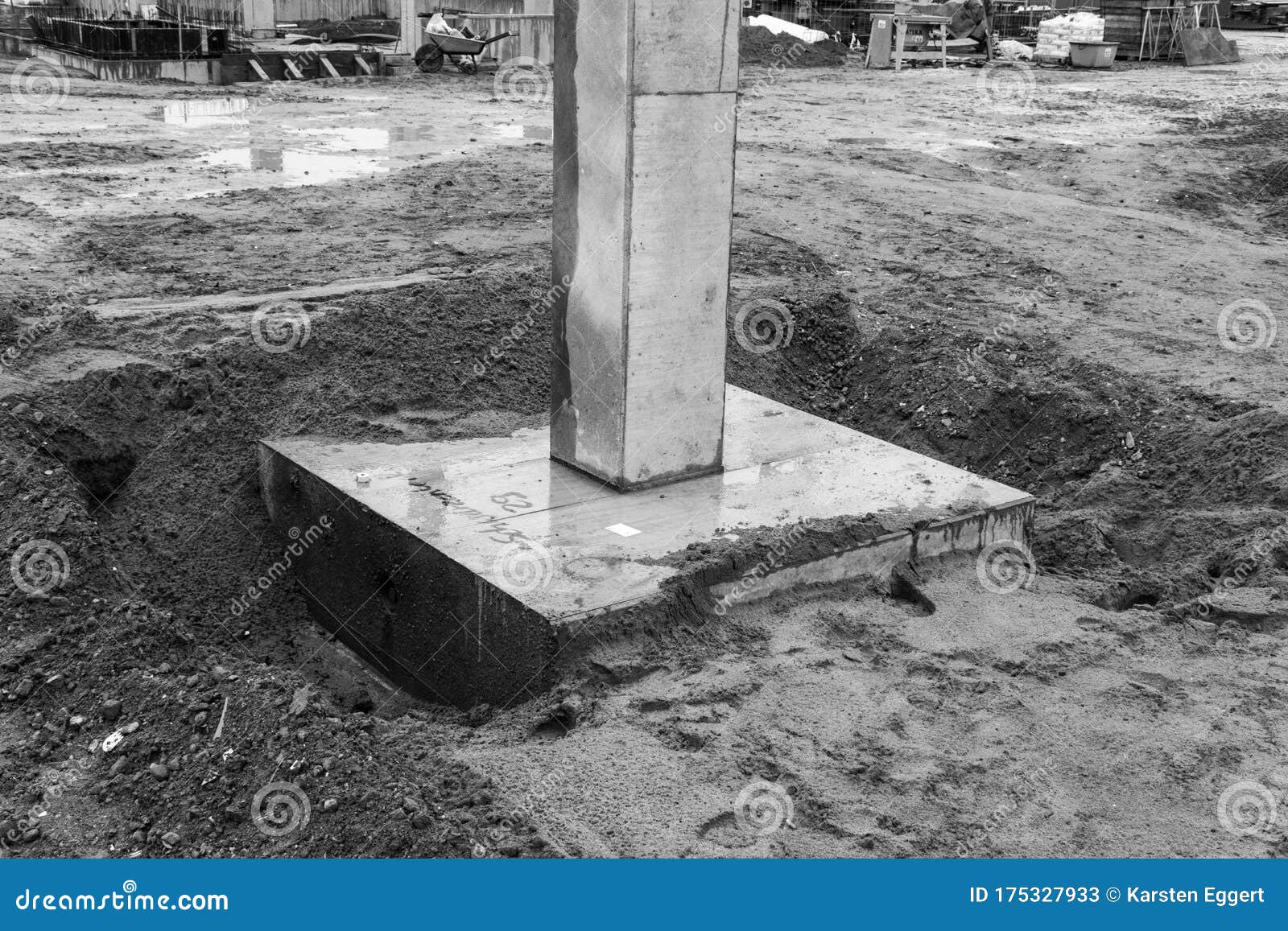 Some Concrete Columns for a Factory Building are Erected on a Large ...