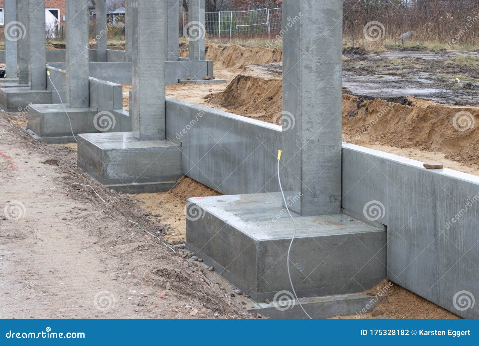 Some Concrete Columns for a Factory Building are Erected on a Large ...