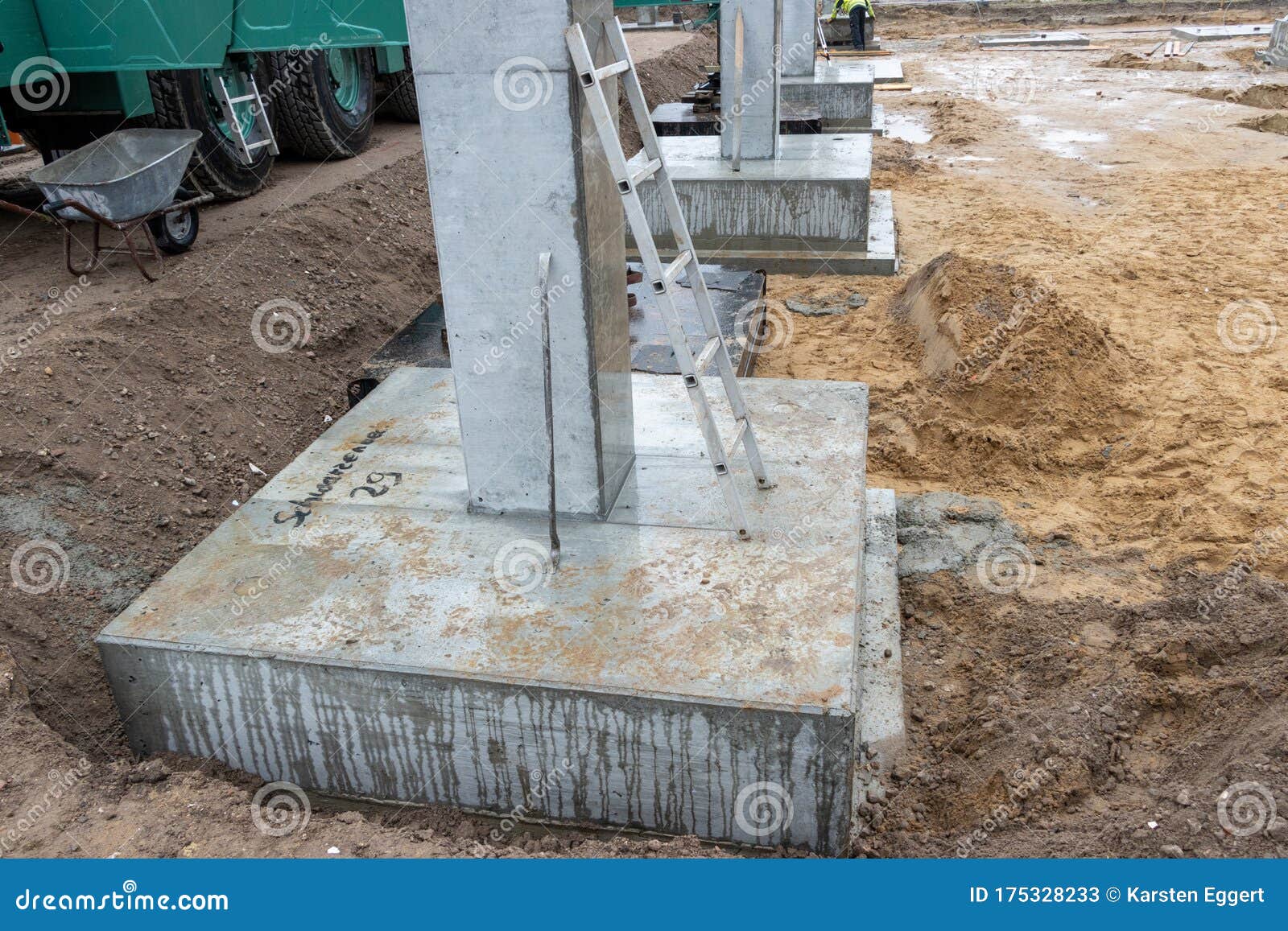 Some Concrete Columns for a Factory Building are Erected on a Large ...
