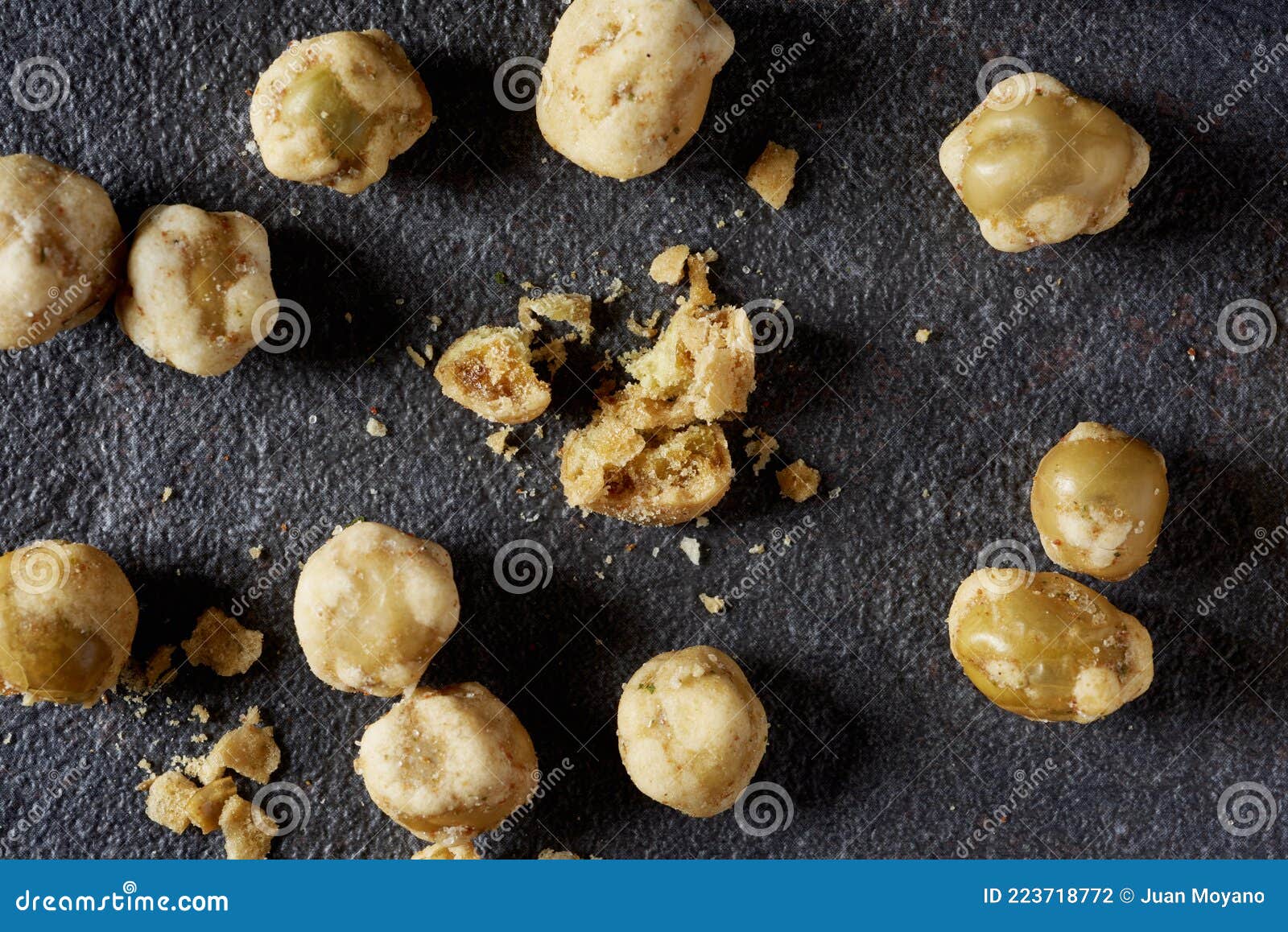 Some Crispy Roasted Peas on a Dark Gray Surface Stock Photo - Image of ...