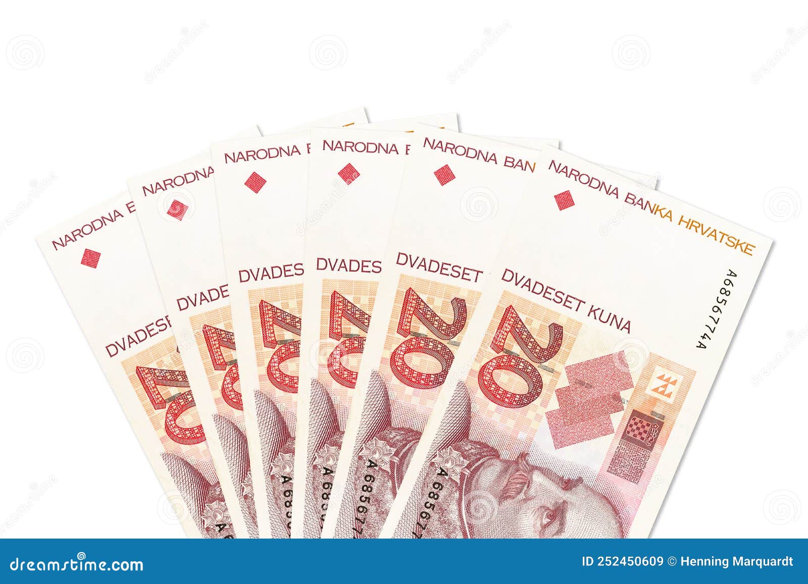 Croatian Kuna Bank Notes Isolated with Copyspace Stock Image - Image of ...