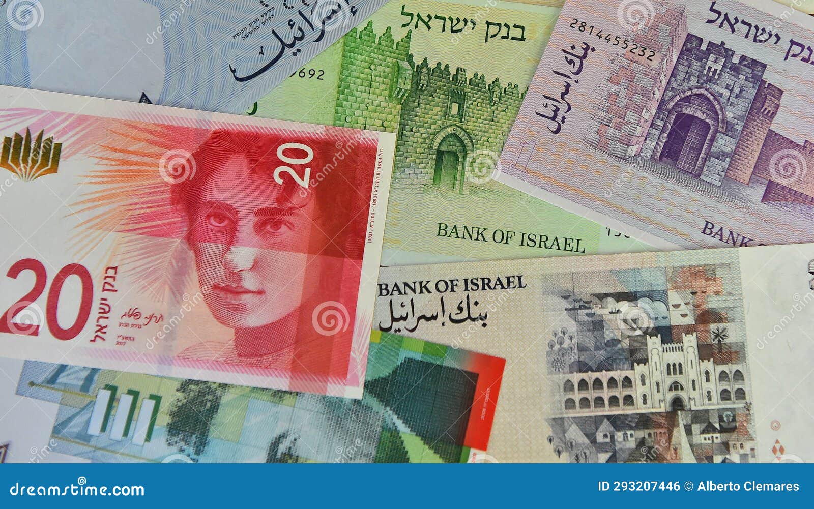 Some banknotes from Israel stock photo. Image of economic - 293207446