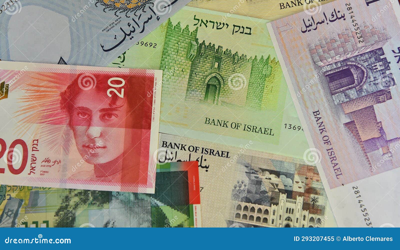 Some banknotes from Israel stock image. Image of israel - 293207455