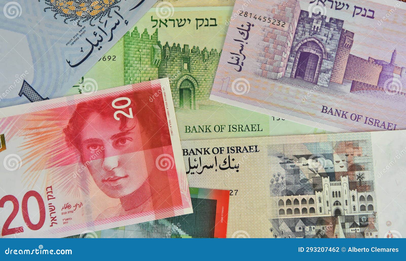Some banknotes from Israel stock photo. Image of business - 293207462