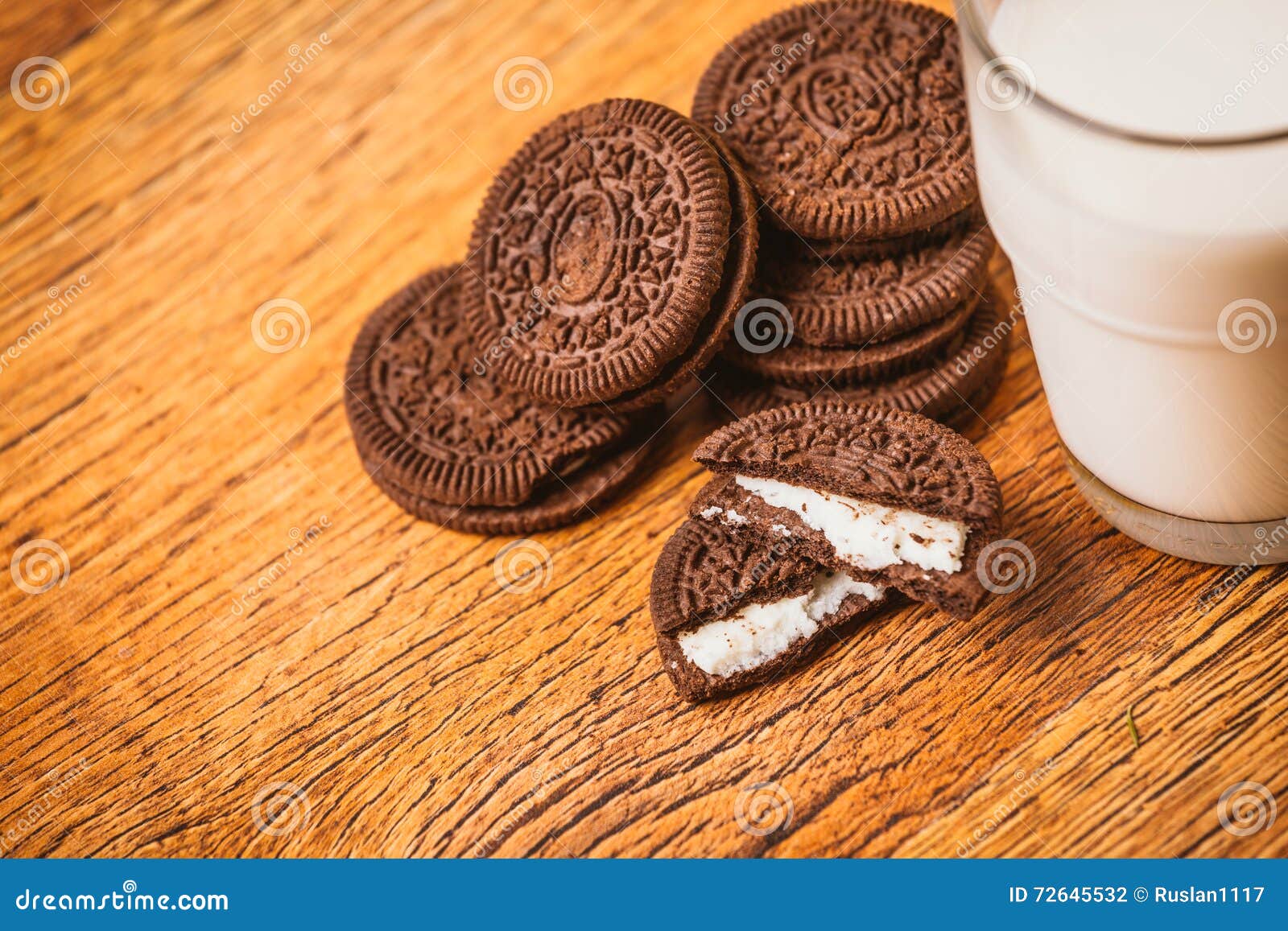 Some Dark Glass of Milk and Cookies on a Blurred Background Stock Photo ...