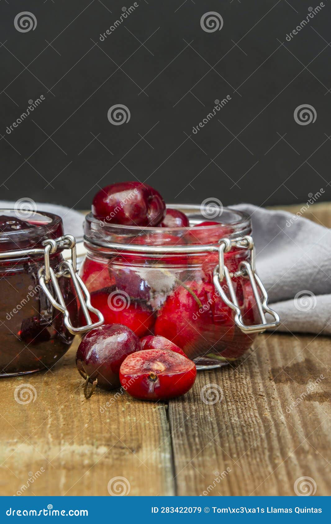 Some Delicious Ripe Cherries and Red Fruit Jam Stock Image - Image of ...