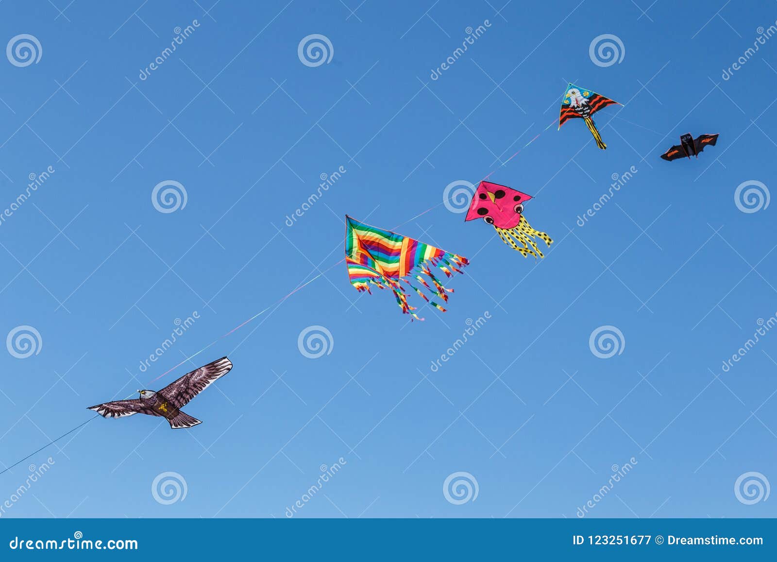 Colorful Kites Floating in a Sky. Stock Image - Image of motion, blue ...