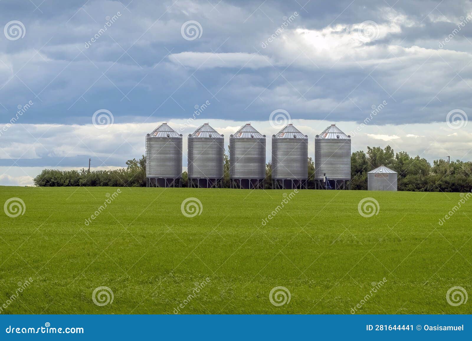 Some Farm Grain Bins on a Agriculture Facility in Lethbridge Stock ...