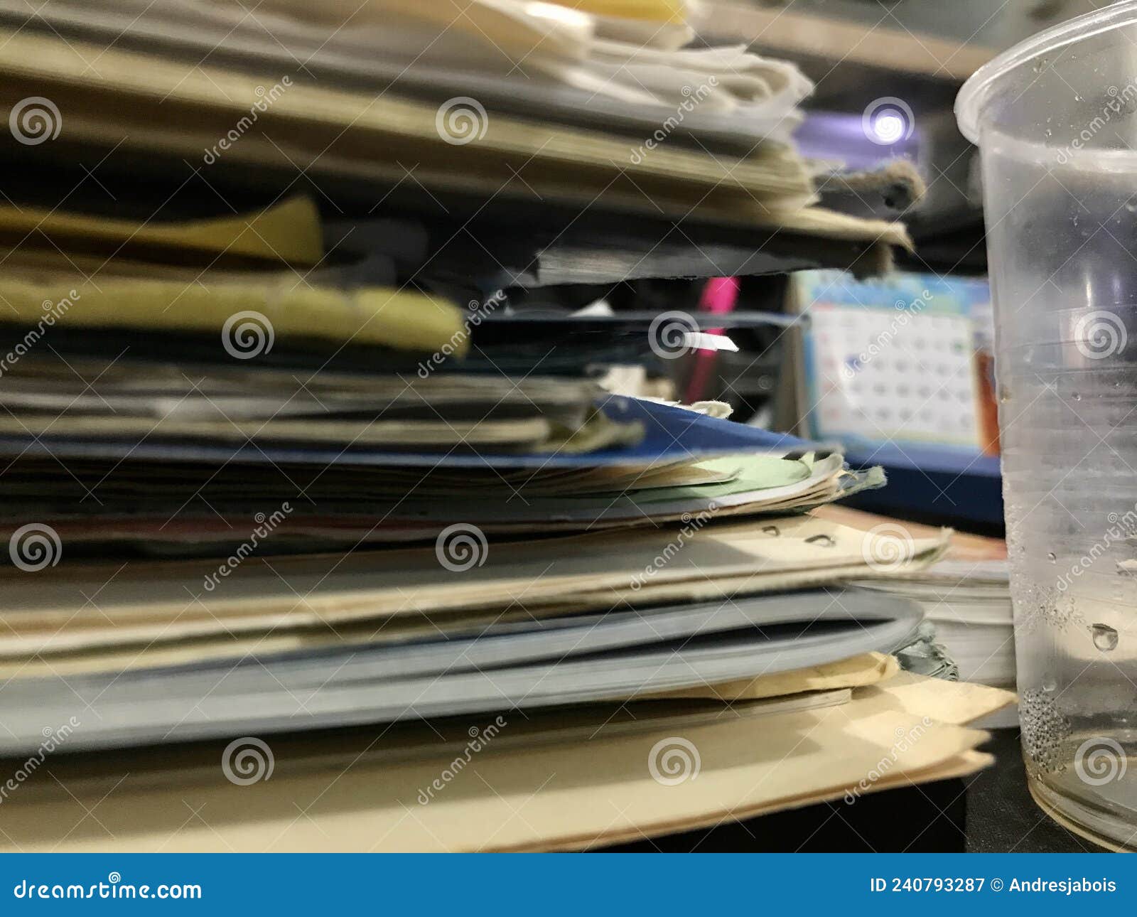 Some File Folders Stacked on Top of a Desk Stock Image - Image of file ...