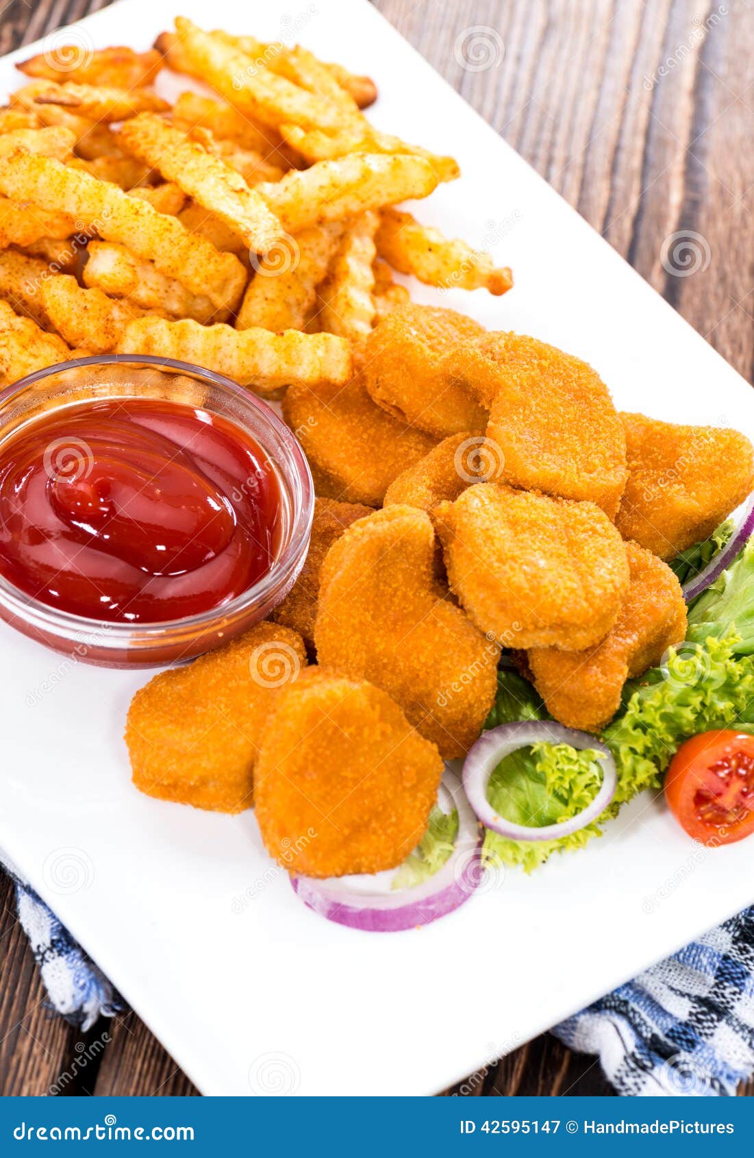Some Fresh Made Chicken Nuggets (with Chips) Stock Image - Image of ...
