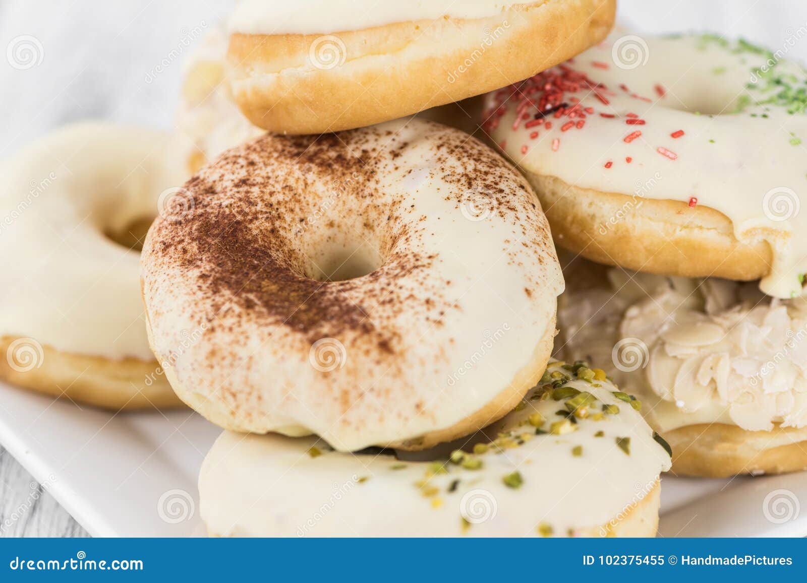 White Chocolate Donuts Selective Focus Stock Image - Image of delicious ...