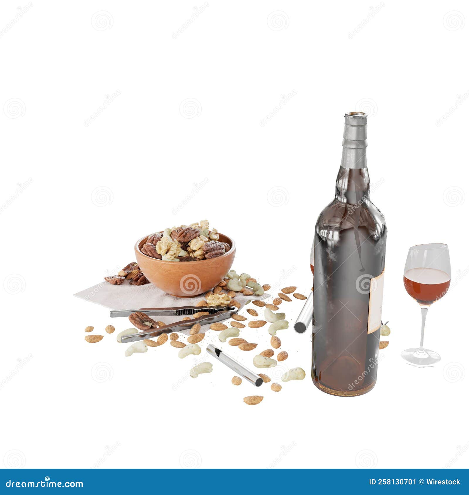 Fresh Walnuts and Wine Isolated on White Stock Image - Image of ...