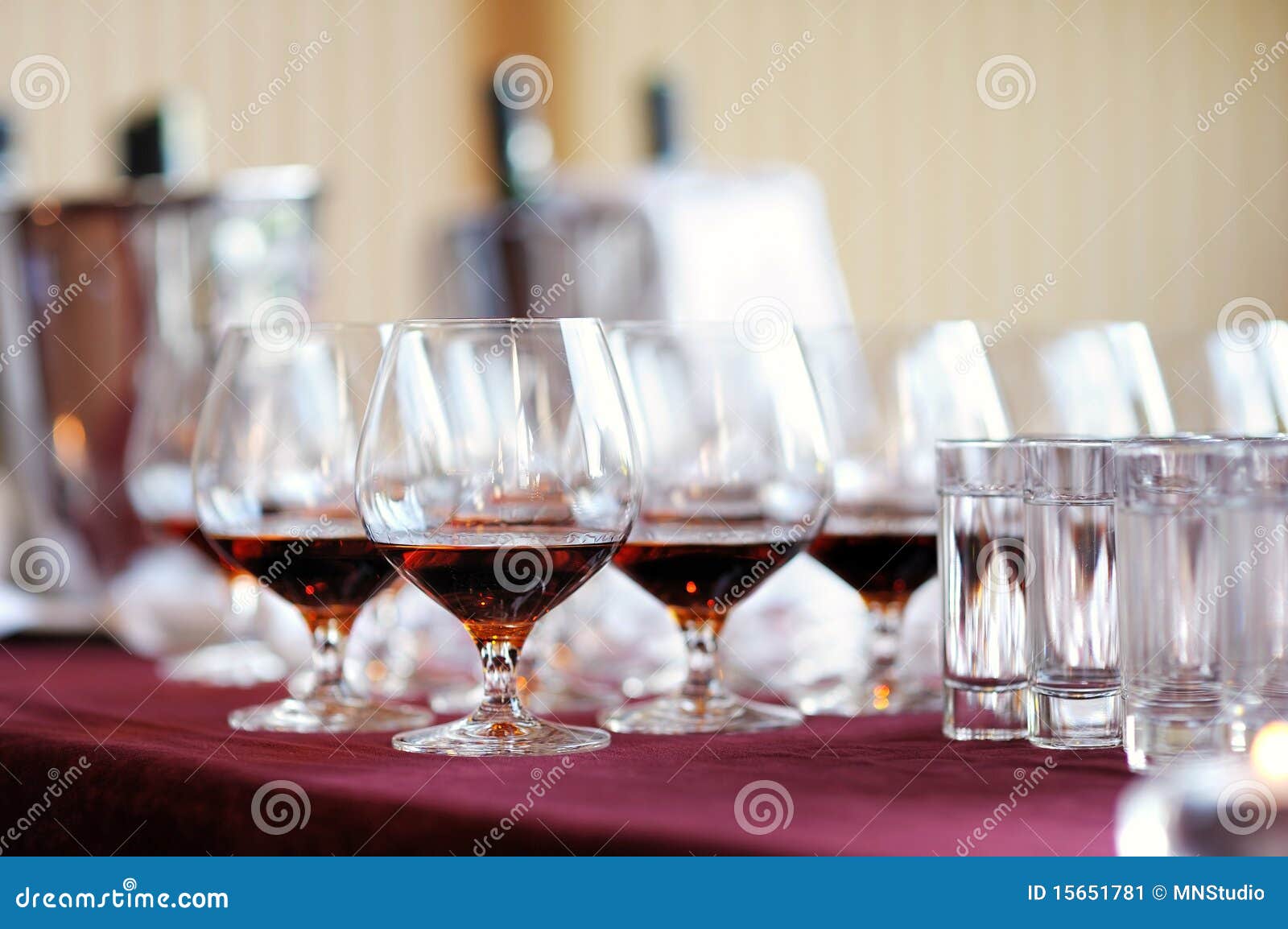 Some Glasses with Brandy and Vodka Stock Image - Image of event ...
