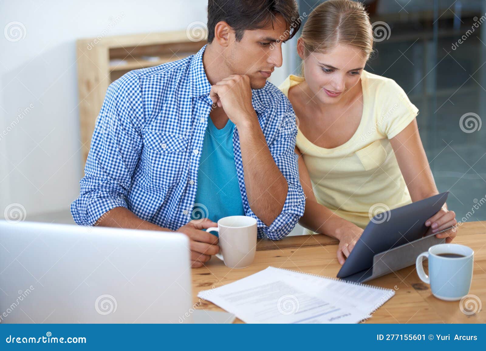 These are Some Good Ideas. Two Colleagues Working in the Office. Stock ...