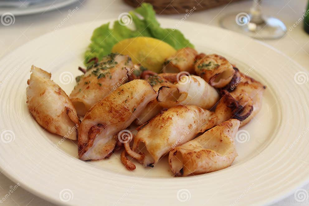 Some grilled cuttle-fish stock image. Image of grill - 121352987