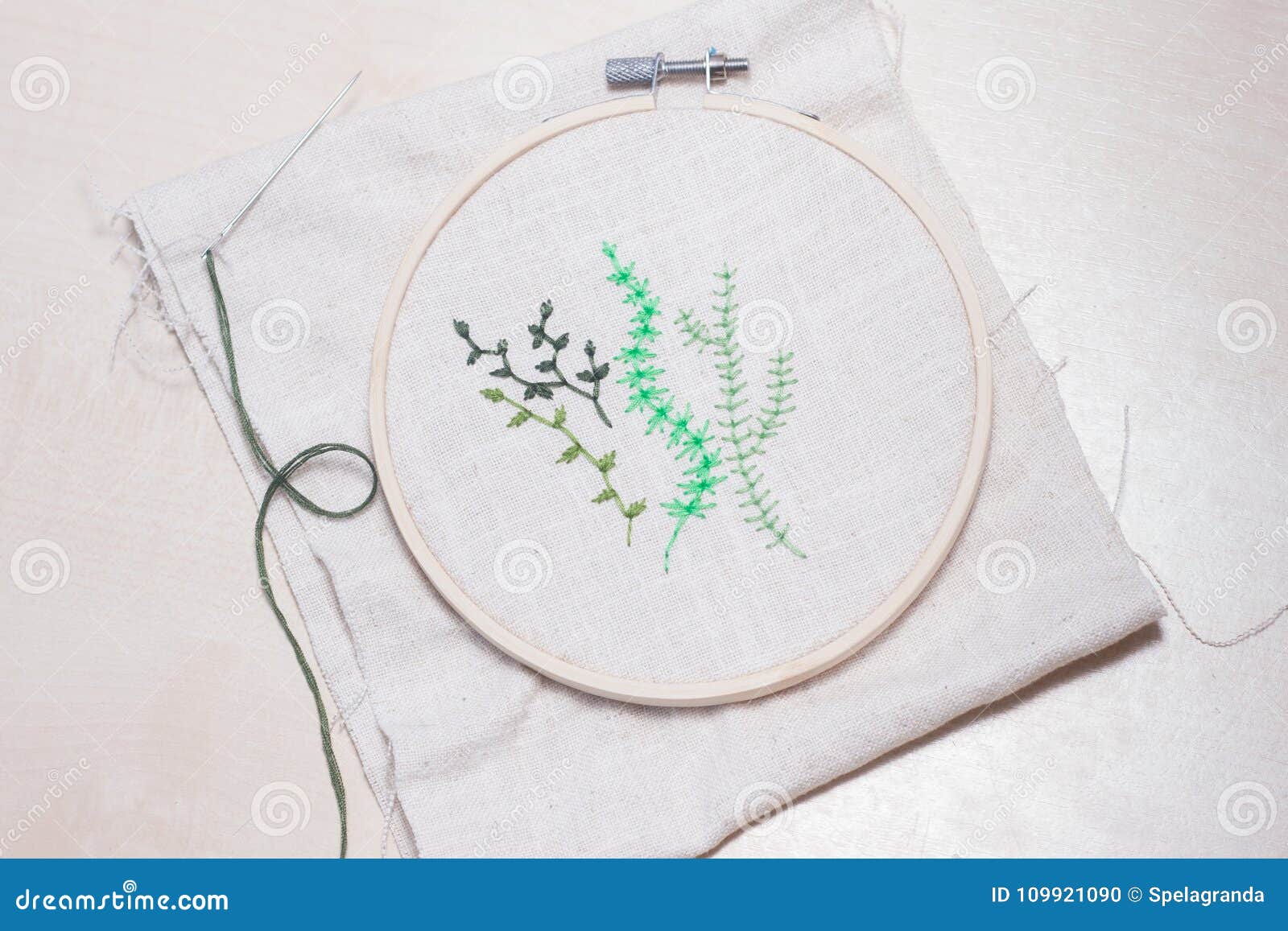 Some Hand Embroidered Green Plants Stock Photo - Image of beauty, happy ...
