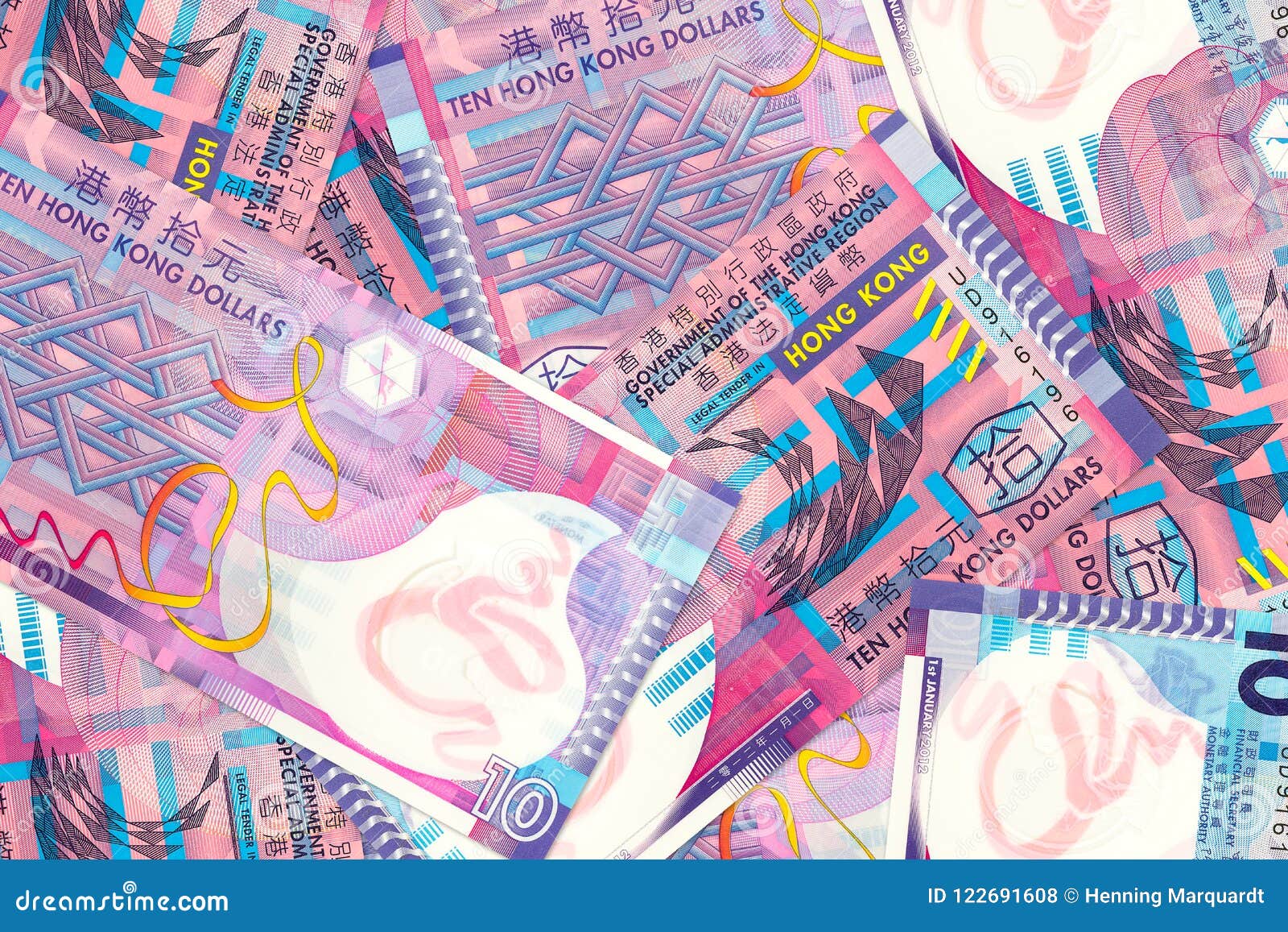 Some 10 Hong Kong Bank Notes Obverse Stock Photo - Image of breakdown ...