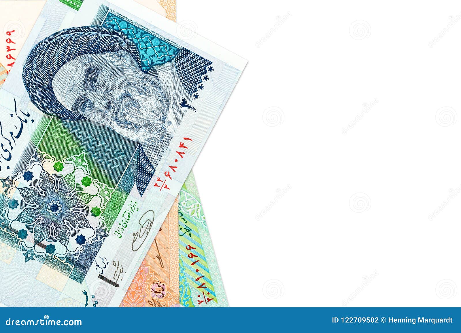 Some Iranian Rial Bank Notes Stock Photo - Image of closeup, paper ...