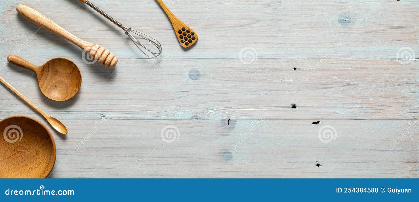 Some Kitchen Tools are Laid Out on a Wooden Tabletop. Kitchen Props ...