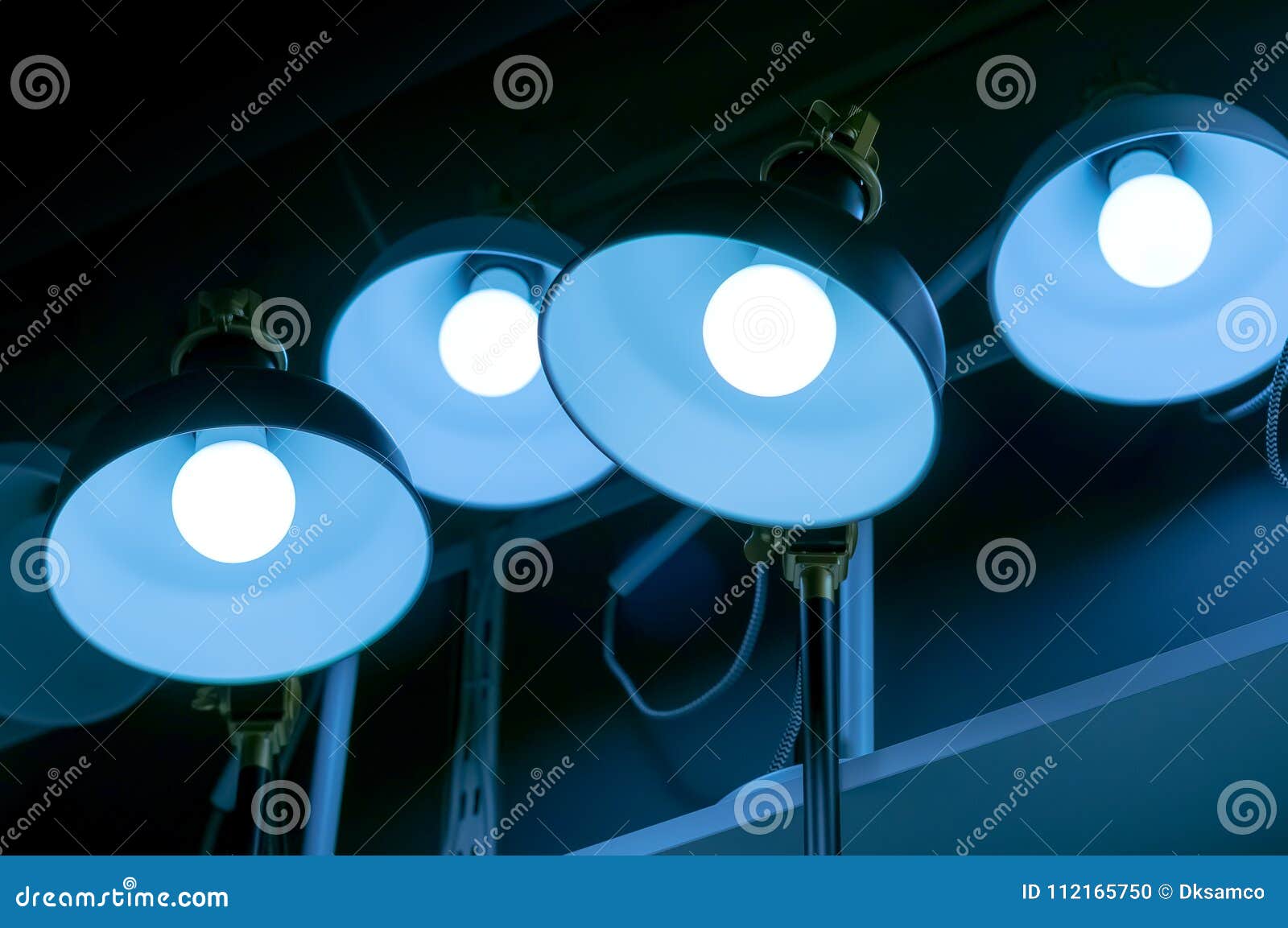 Some Led Lamps Blue Light Science and Technology Background Stock Photo ...