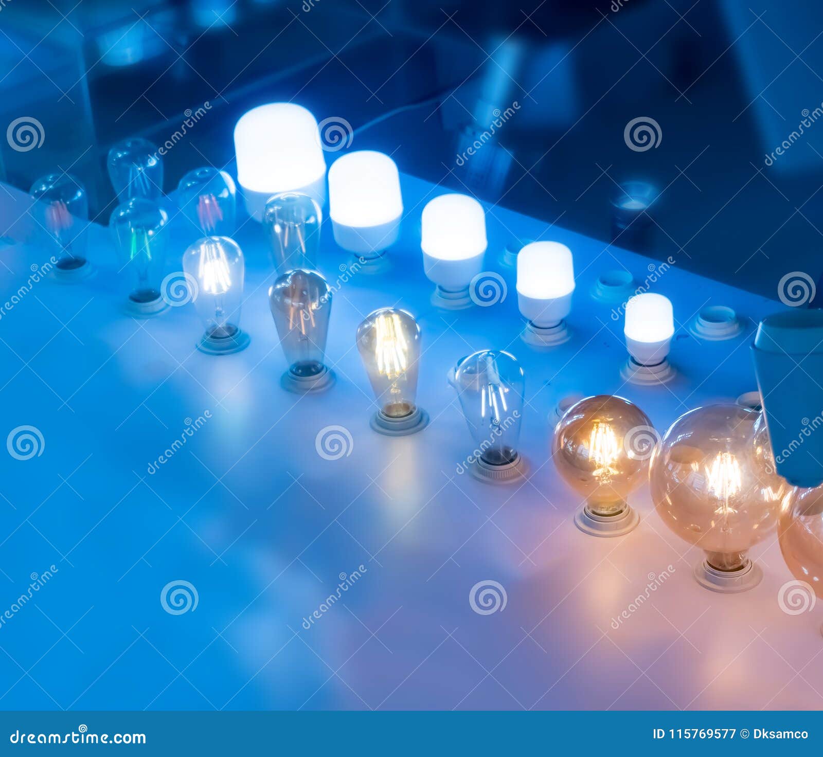 Some Led Lamps Blue Light Science and Technology Background Stock Image ...