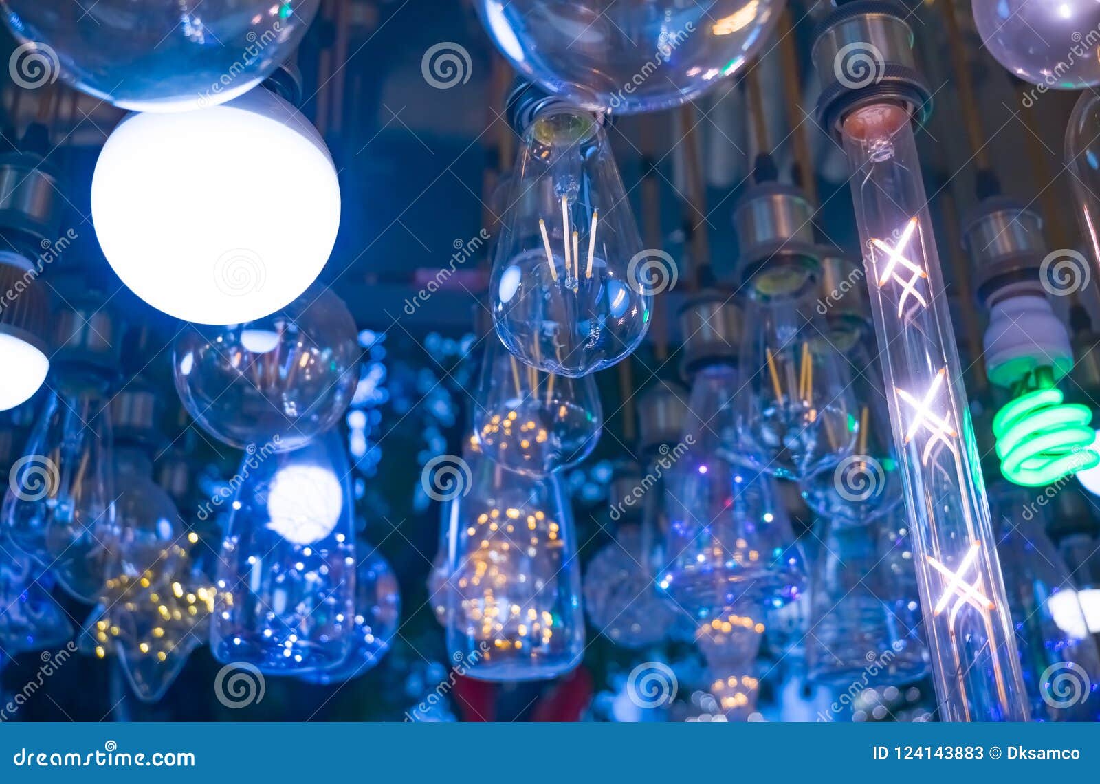Some Led Lamps Blue Light Science and Technology Background Stock Image ...