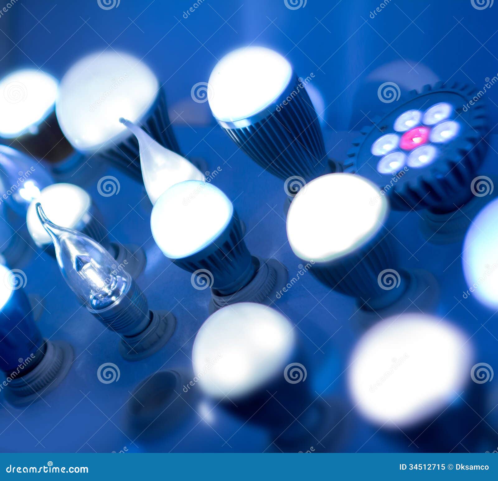 Some Led Lamps Blue Light Science and Technology Background Stock Image ...