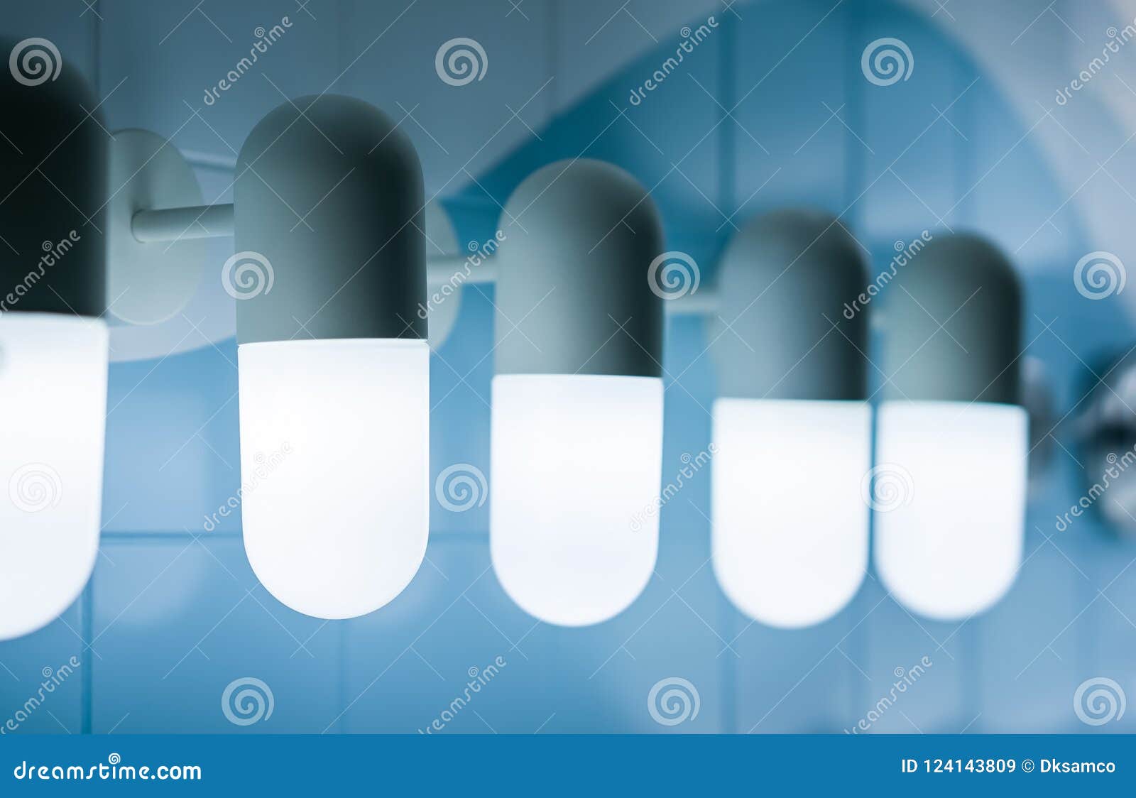 Some Led Lamps Blue Light Science and Technology Background Stock Image ...