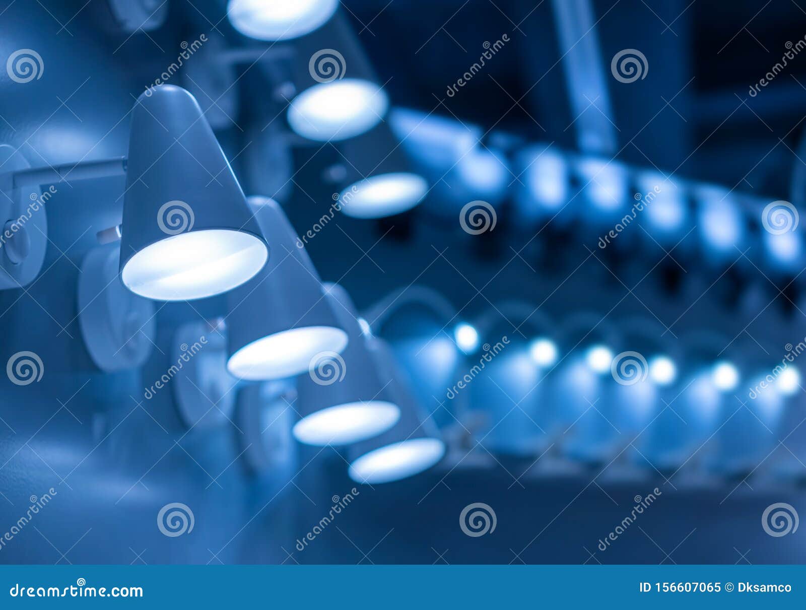 Some Led Lamps Blue Light Science and Technology Background Stock Image ...