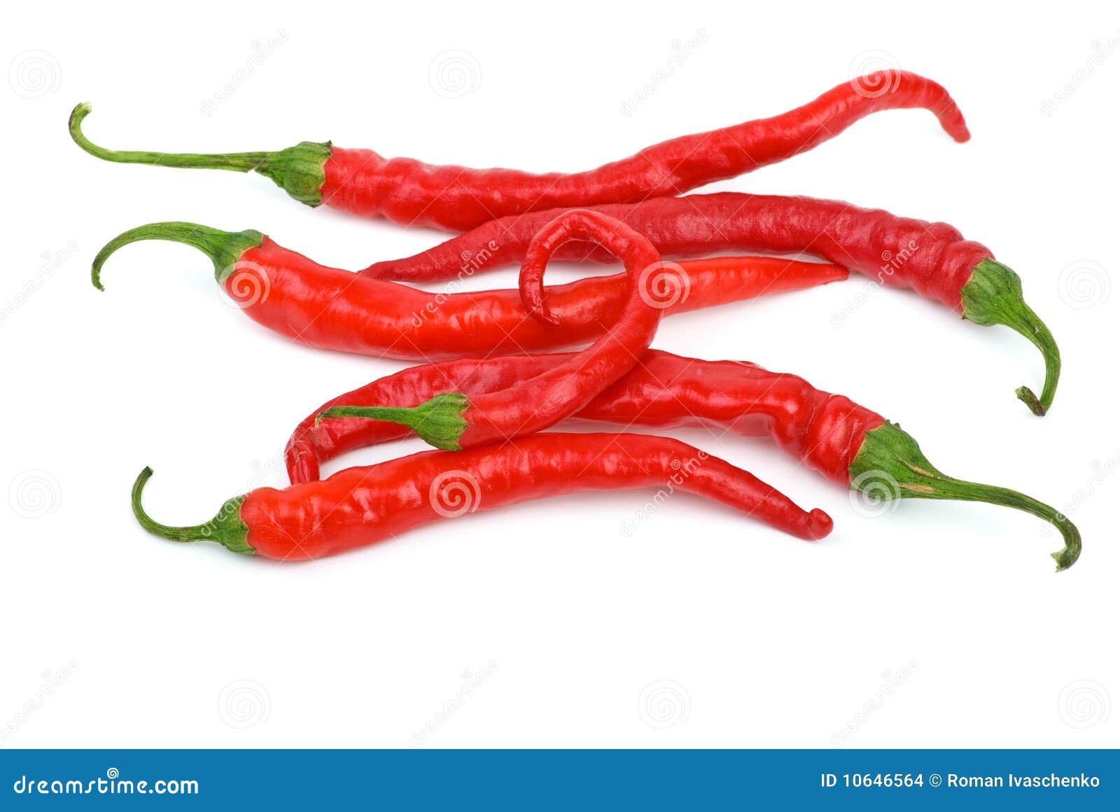 Some Long Curved Red Chili Peppers Stock Photo - Image of shiny, curved ...