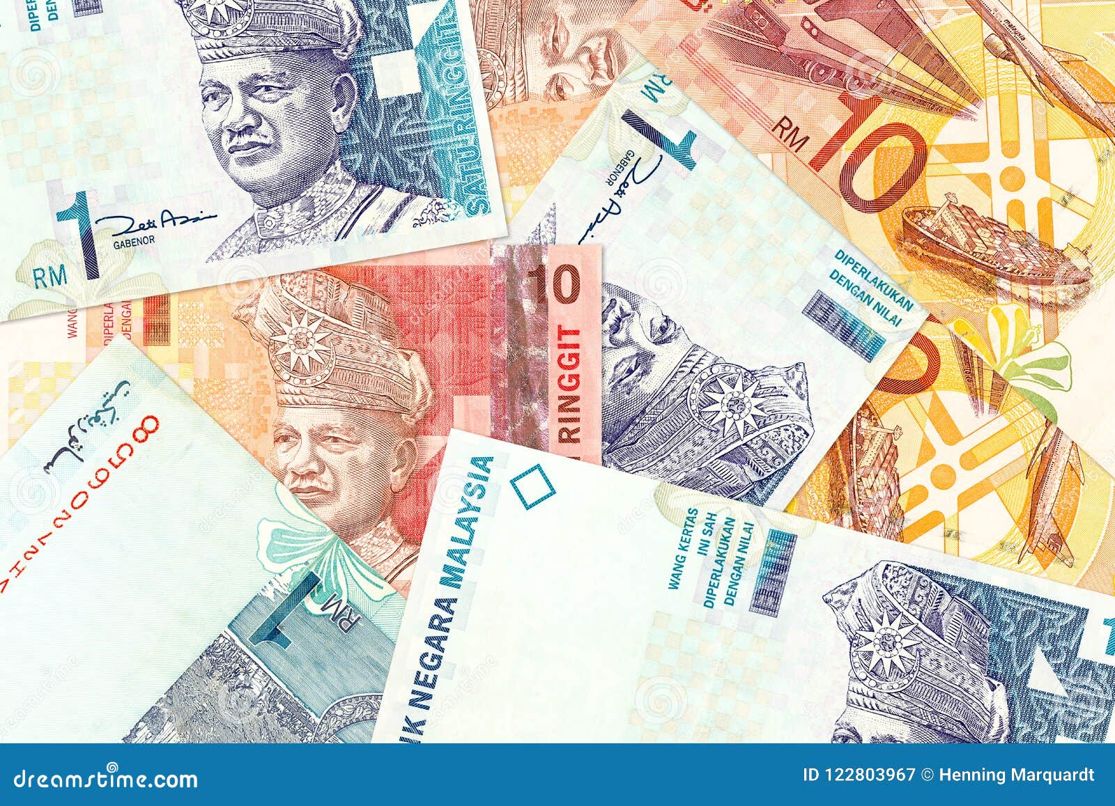 Some 10 and 1 Malaysian Ringgit Bank Notes Stock Image - Image of ...