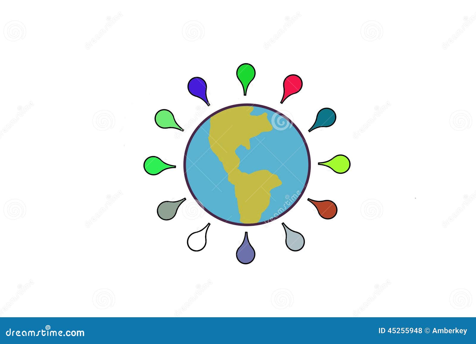 Map Of Earth With Marks, Scheme Of World On Monitor. Diagram Of Planet ...