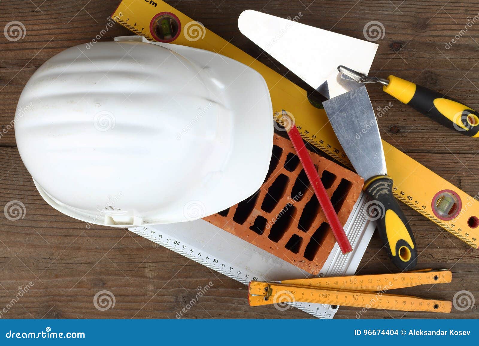 Some masonry tools stock photo. Image of build, workplace - 96674404