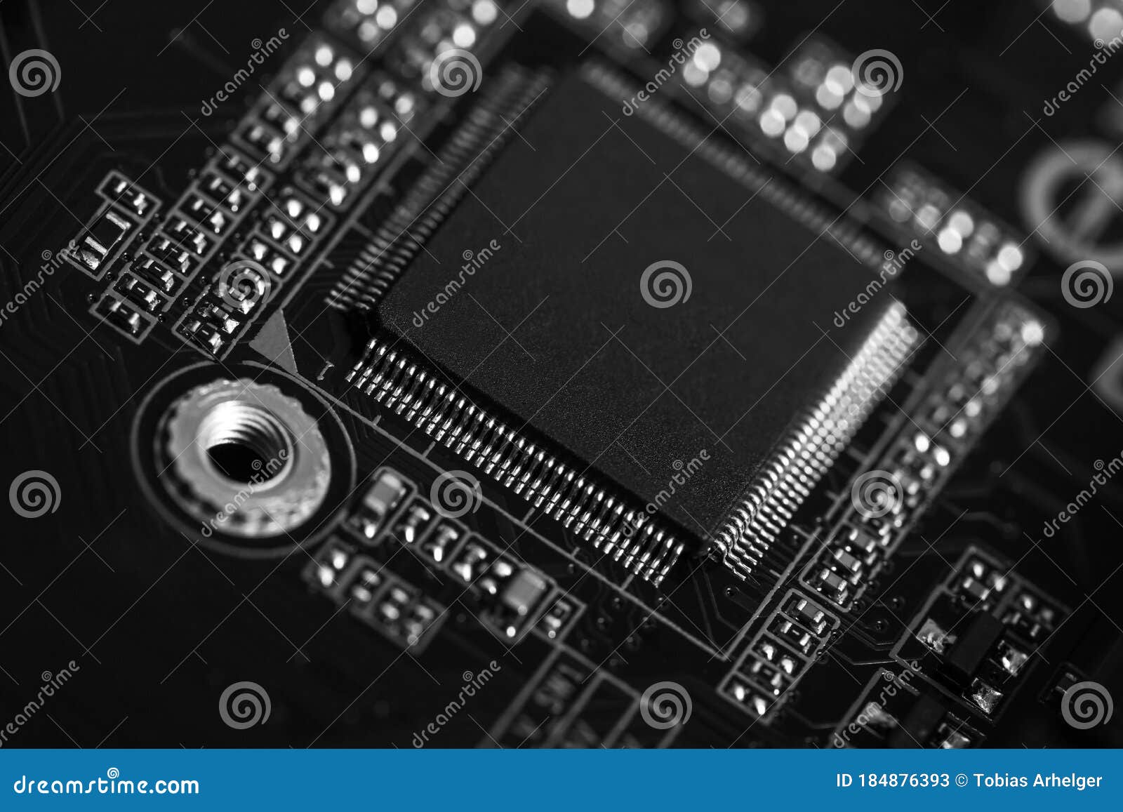 Modern Black Computer Chips on an Mainboard Stock Image - Image of ...