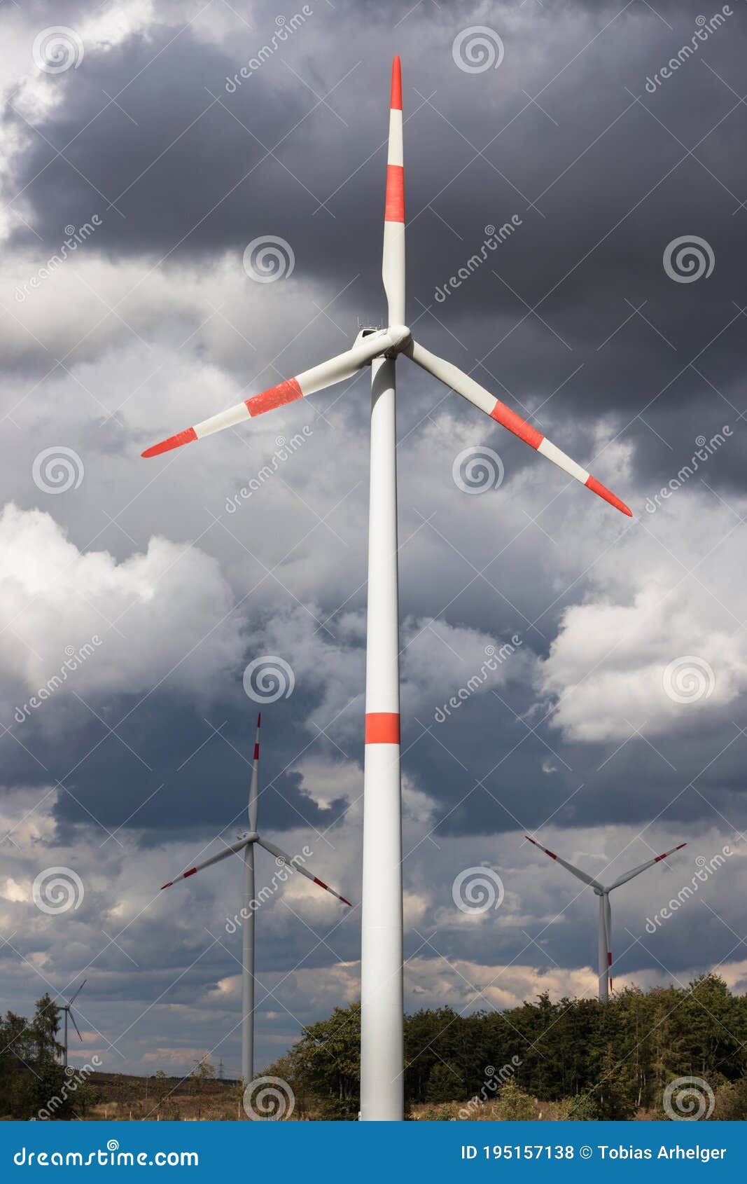Modern Wind Wheels in Front of a Cloudy Storm Sky Landscape ...