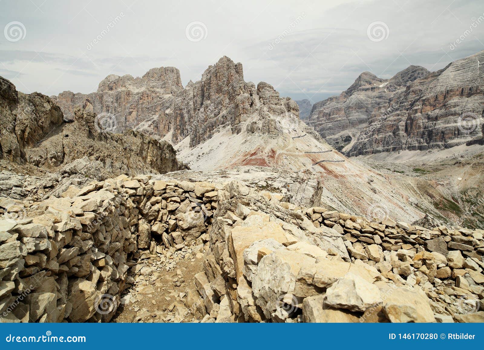 Some Mountain Peaks with Old War Trench Stock Photo - Image of copy ...