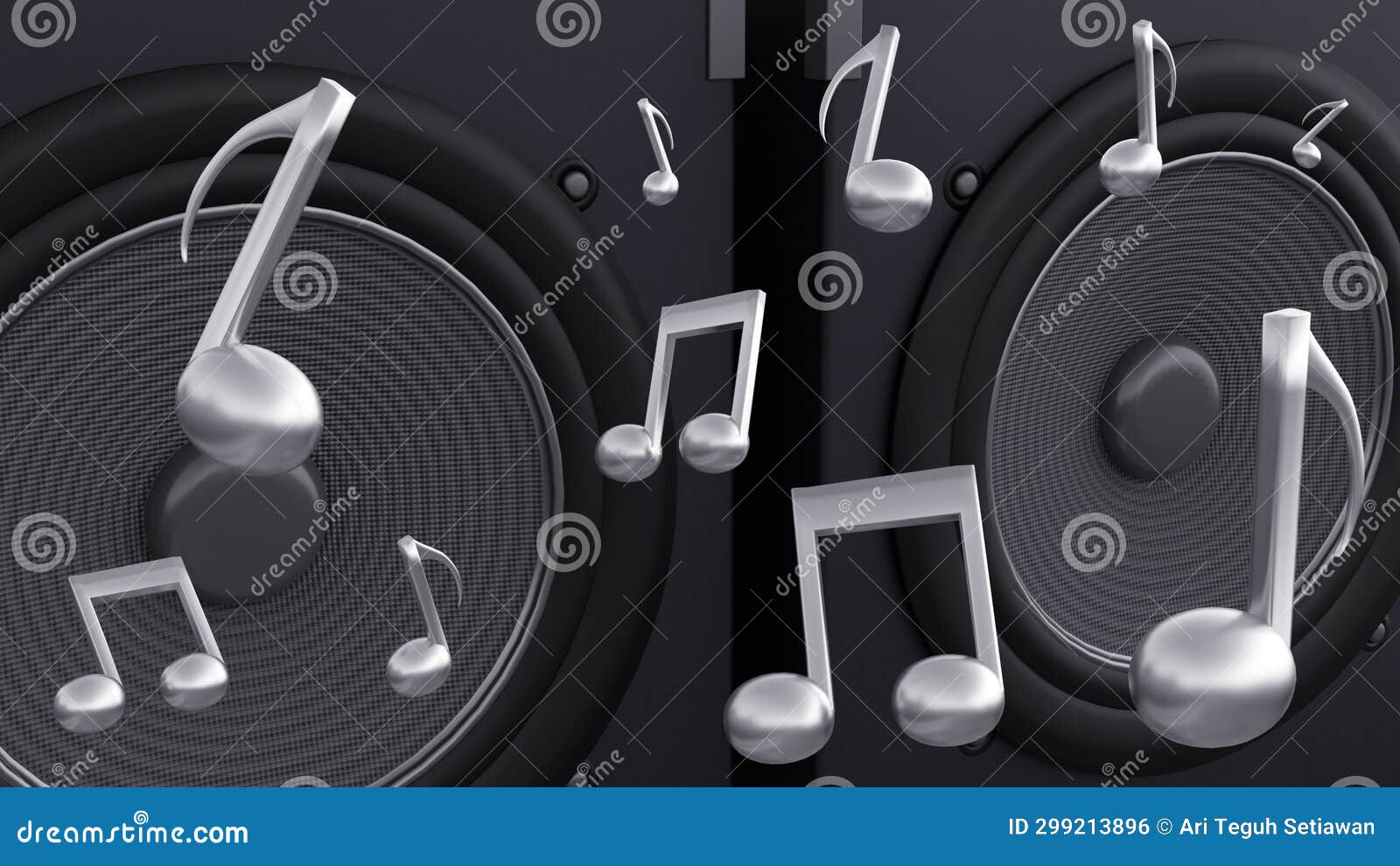 Some of the Music Notes are Flowing Out of the Speaker in a Stream ...