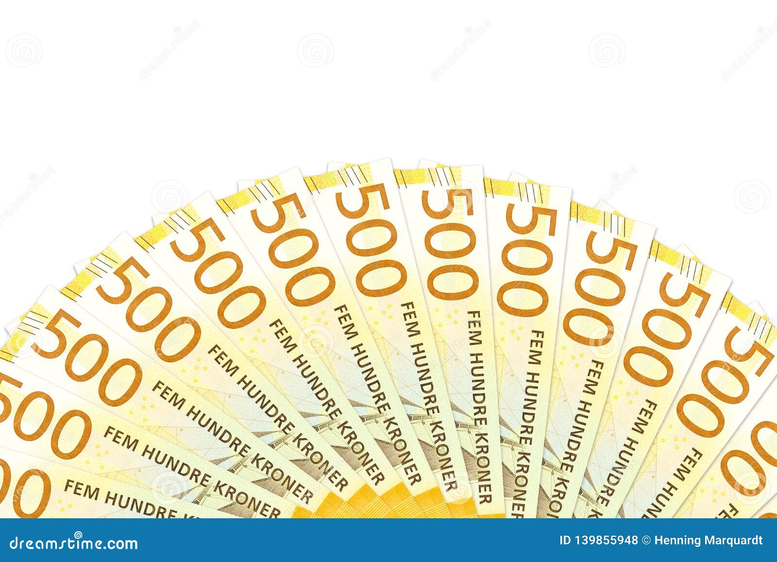 Some New 500 Norwegian Krone Bank Notes with Copy Space Stock Photo ...