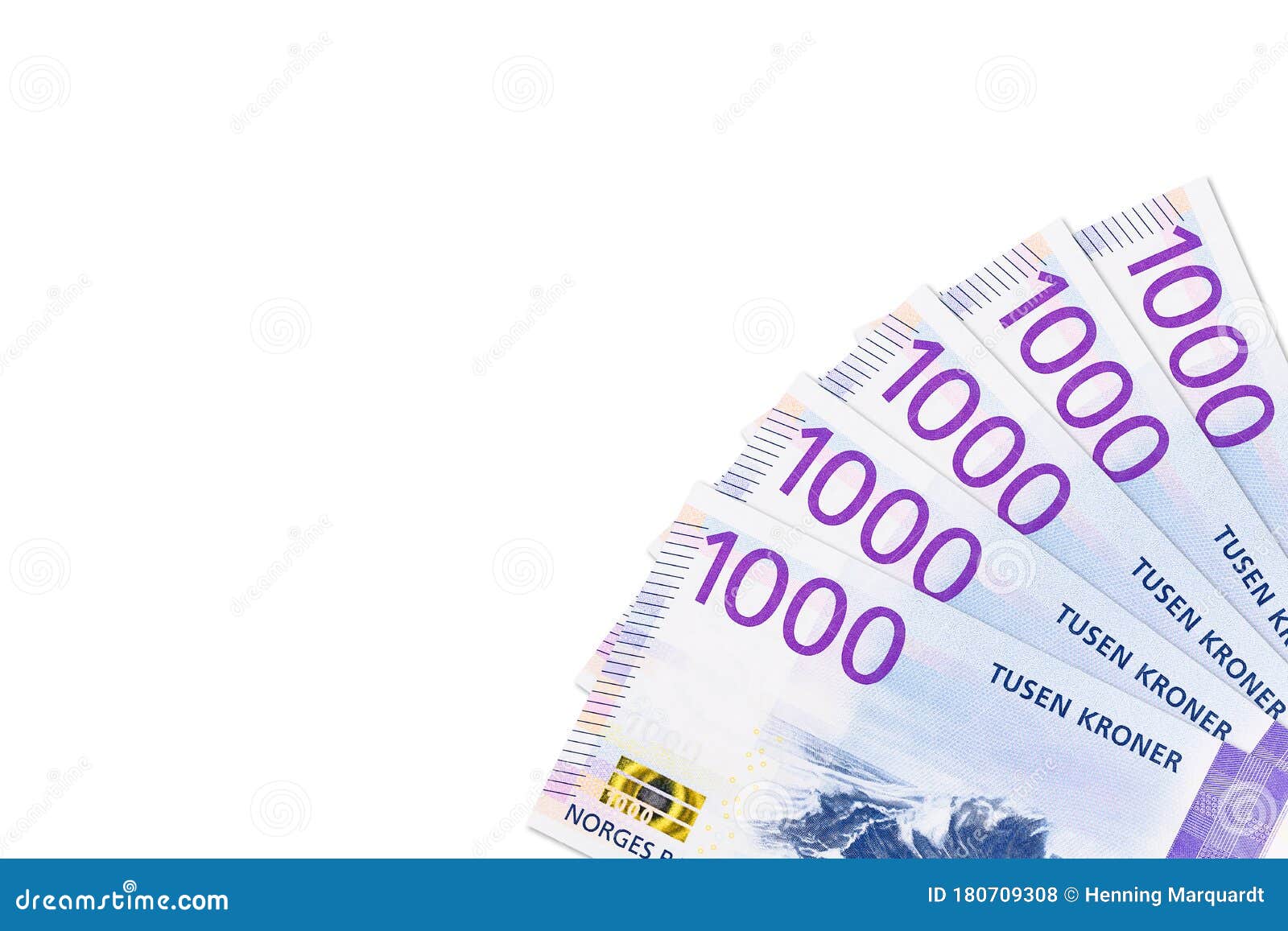 Some New 1000 Norwegian Krone Banknotes with Copy Space Stock Photo ...