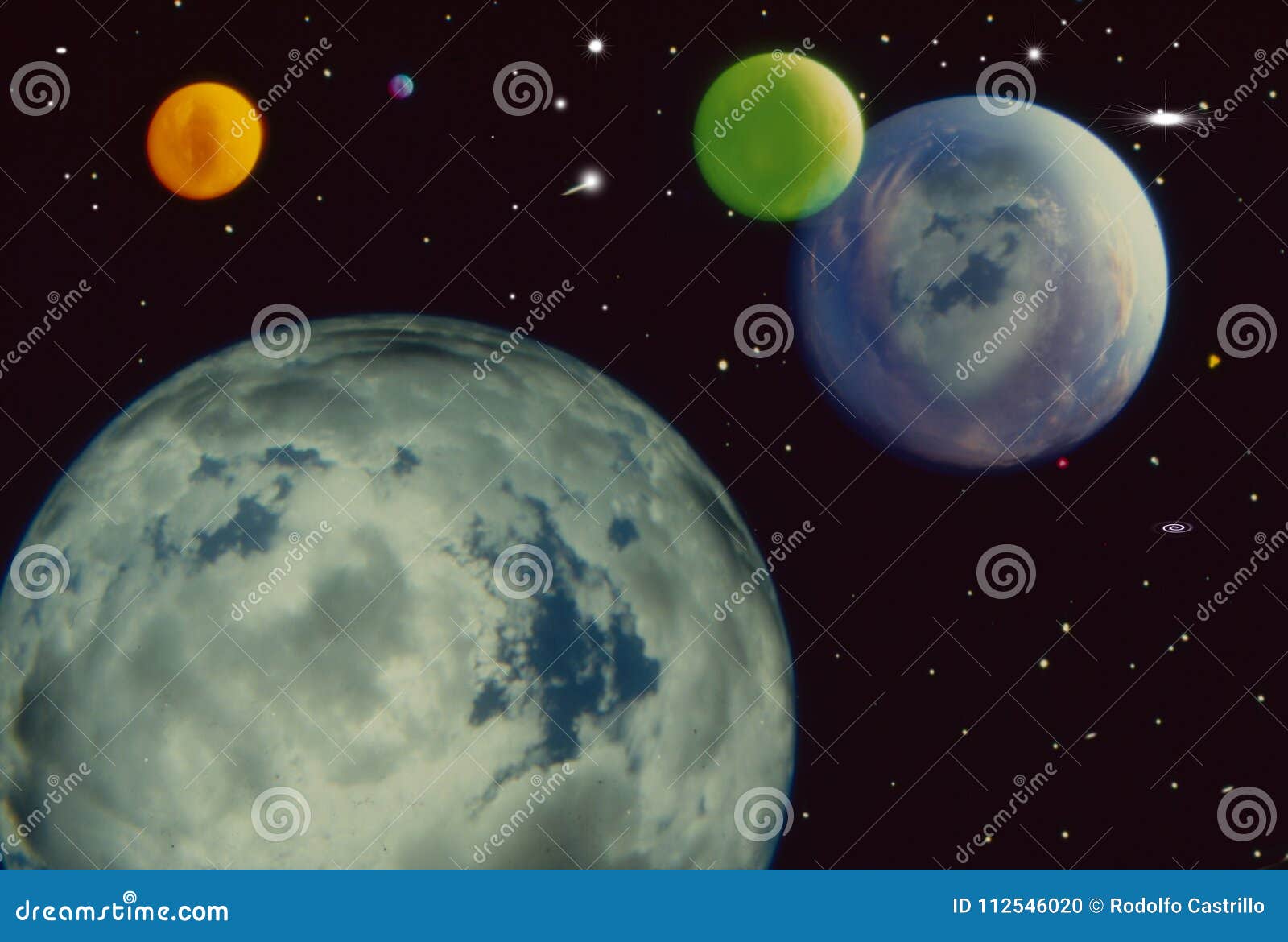 Some New Planets with Clouds Stock Illustration - Illustration of ...