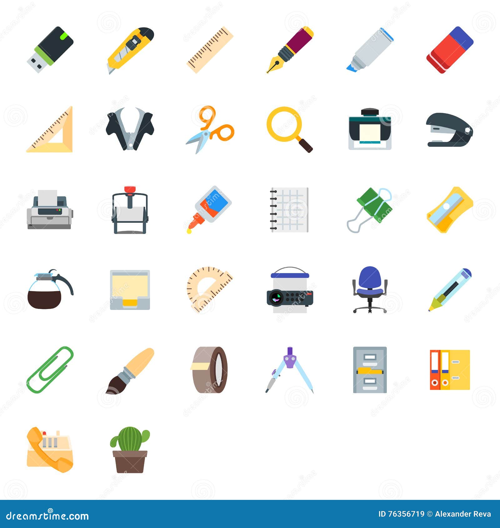 Some Office paraphernalia stock vector. Illustration of business - 76356719