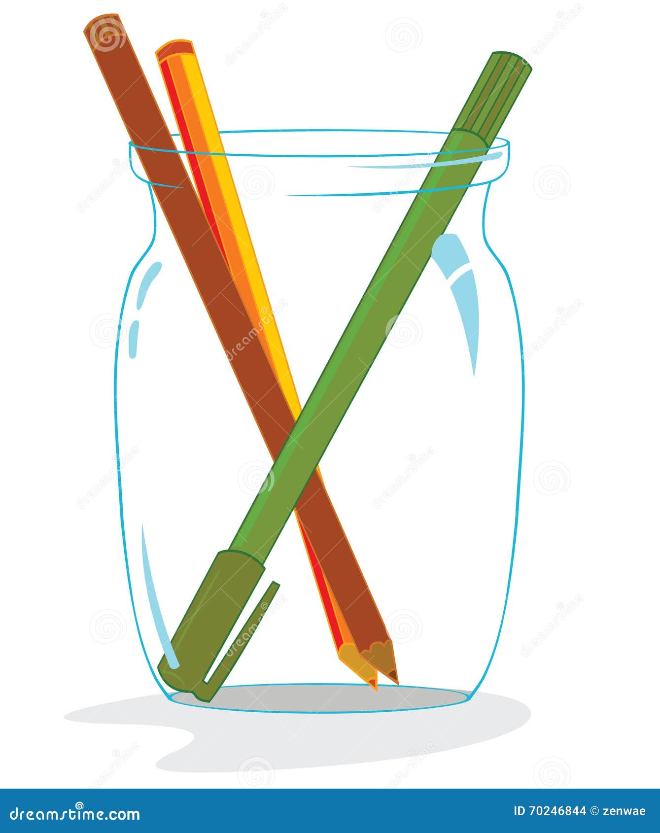 Some pencils inside glass stock vector. Illustration of inside - 70246844
