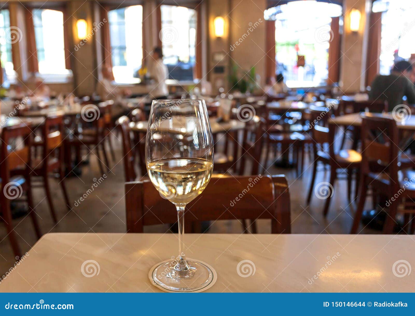 Some People Drinking White Wine Inside Light Huge Restaurant in Retro ...