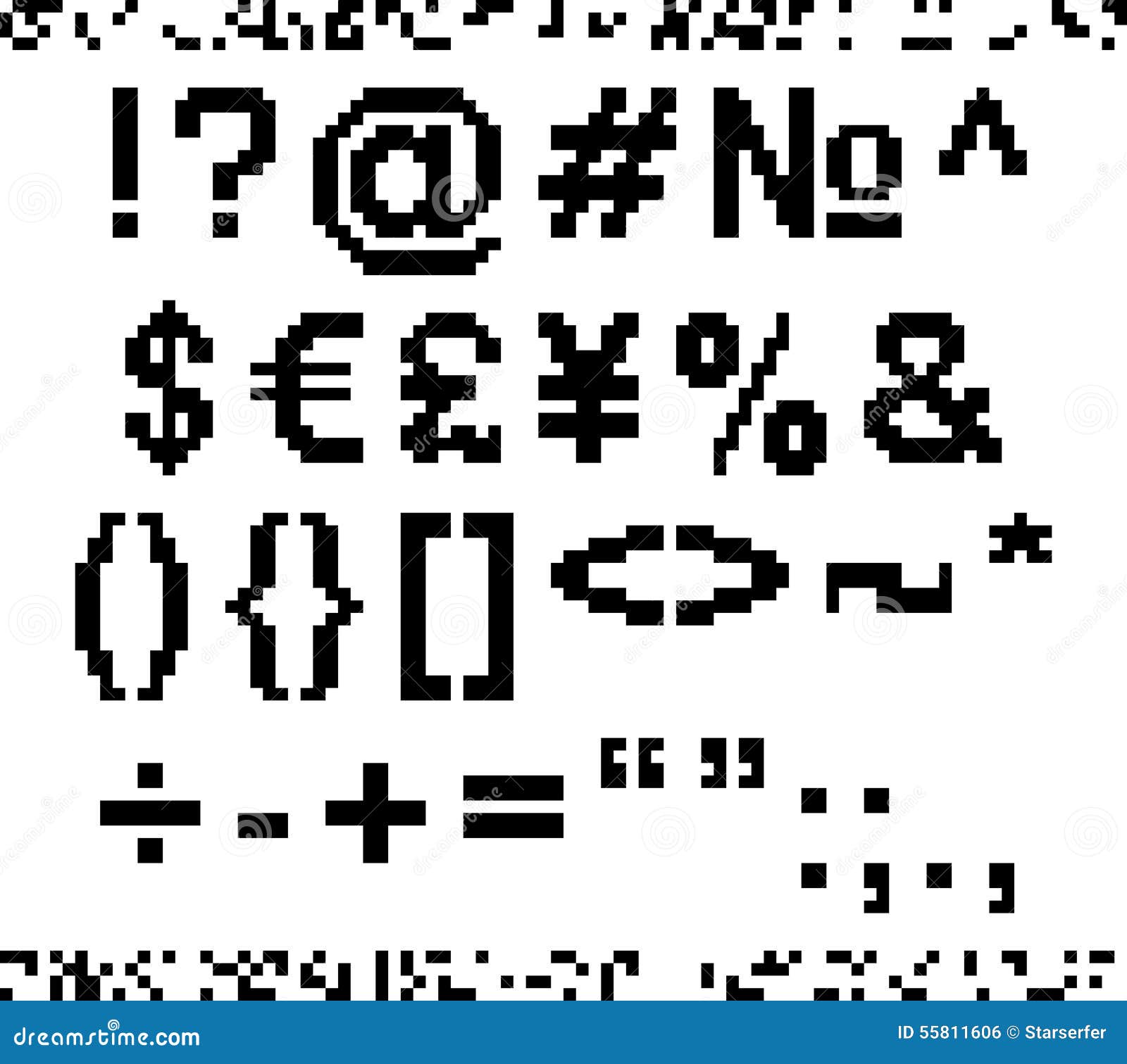 Some Pixel Font Symbols Set Stock Vector - Illustration of font, mosaic ...