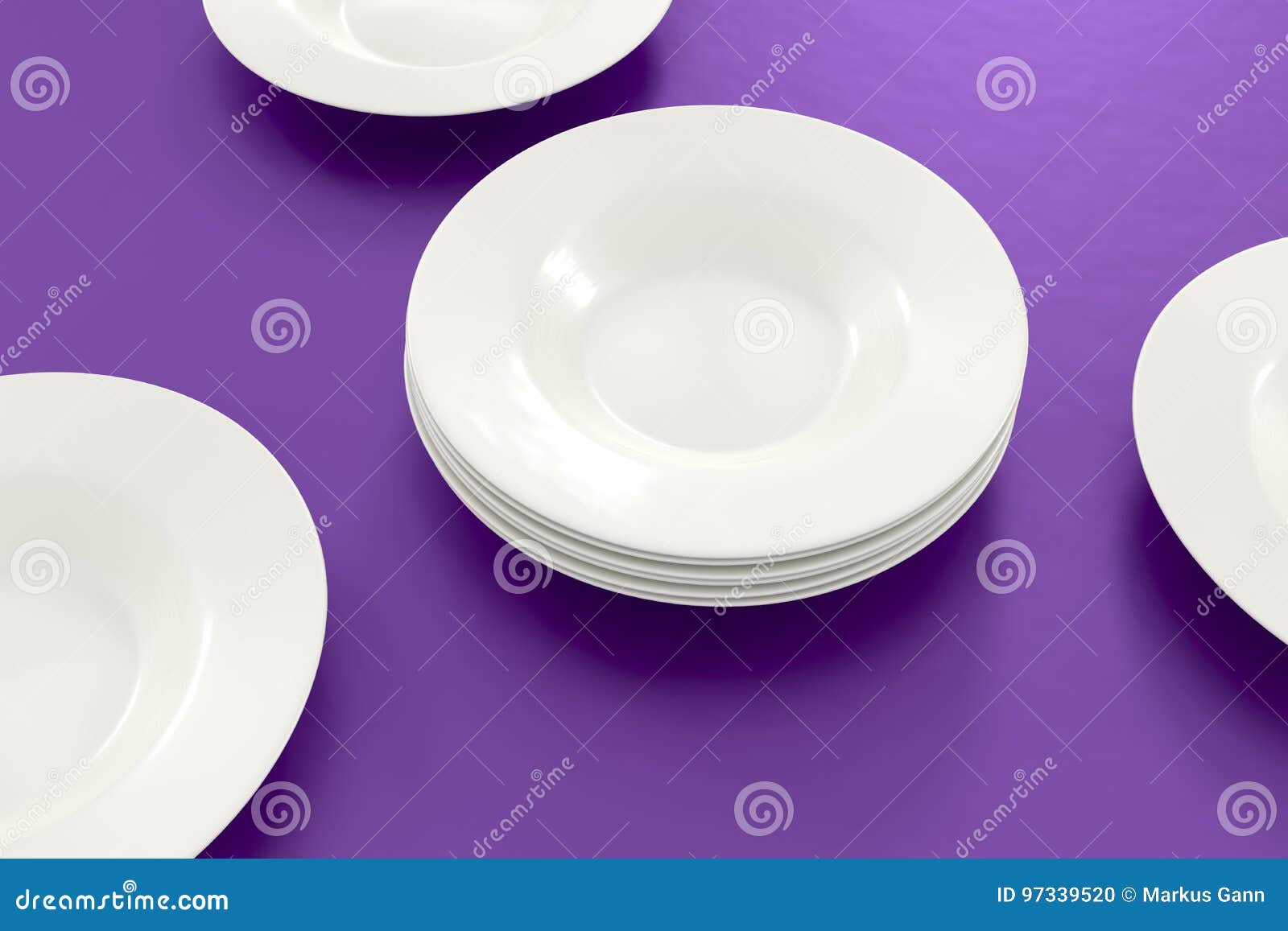 Some plates on the table stock illustration. Illustration of food ...