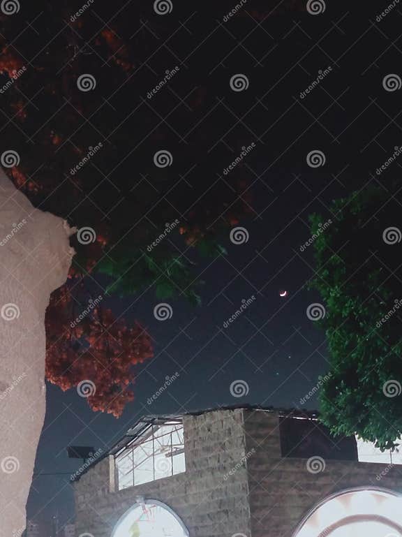 Some Pretty Night with the Moon Stock Photo - Image of light, night ...